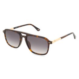 Police SPLR78 | Herren-Sonnenbrille | Fassung: Vollrand, Quadratisch, Kunststoff, Havanna Gl&auml;nzend | Glasfarbe: Grau Verlaufend
