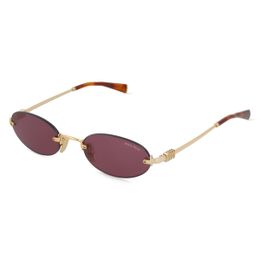 Miu Miu MU A54S | Damen-Sonnenbrille | Fassung: Randlos, Oval, Metall, Gold | Glasfarbe: Violett