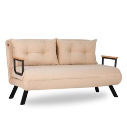 SCHLAFSOFA f&uuml;r 2 Personen mit Stoffbezug und Metallf&uuml;&szlig;en 133/50/41 cm