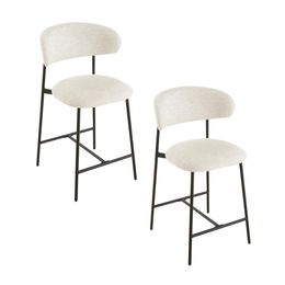 2ER-SET Hocker aus meliertem Stoff mit Metallbeinen Draco 52/53/94 cm