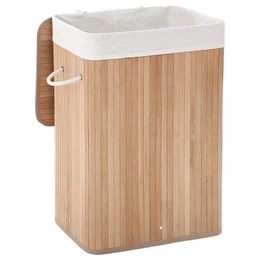 FALTBARER W&auml;schekorb aus Bambus mit 3 Griffen, 72L - L40 cm x H60 cm