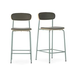 HOCKER 2er-Set aus Kunstleder mit Metallf&uuml;&szlig;en 41/95/50 cm