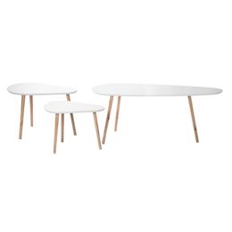 BEISTELLTISCH in wei&szlig; und in Holzoptik - 3er set - 103/50/42 cm