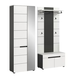 Garderobe CANU 3-teilig Grau, Wei&szlig;