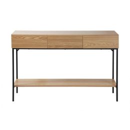 KONSOLE mit 3 Schubladen und 1 unterer Ablage, Holzdekor und schwarzes Metall 35/120/80,5 cm