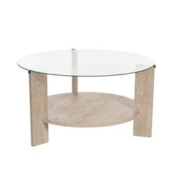 COUCHTISCH mit 2 Platten, davon eine aus geh&auml;rtetem Glas 75/75/40 cm