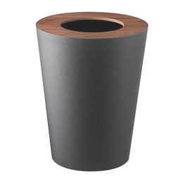 Yamazaki PAPIERKORB aus Metall 23/28/23 cm rund mit Holzabdeckung