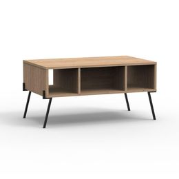 COUCHTISCH 1 T&uuml;r 3 Nischen und Metallf&uuml;&szlig;e L100 cm - Evan