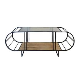 COUCHTISCH mit glasplatte, metall und atlantik-kiefer-optik 50/145/47 cm