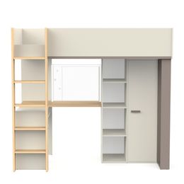 HOCHBETT mit schreibtisch und kleiderschrank - camillia 205,9/104,1/183 cm