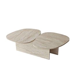 COUCHTISCH mit doppelter Platte in organischer Form 125/60/38 cm
