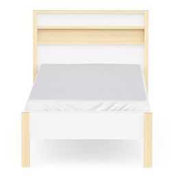 BETT in Wei&szlig; und Eiche Dekor 102,9/207,3/95 cm