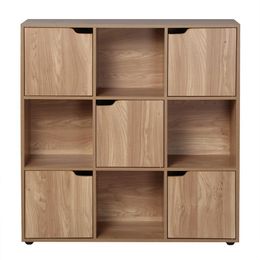 W&Uuml;RFELREGAL 9 F&auml;cher mit 5 T&uuml;ren Holzdekor B89 cm - MODU