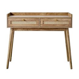 KONSOLE 2 Schubladen mit Rattanfronten und Holzbeinen Palmo 100/35/85,2 cm