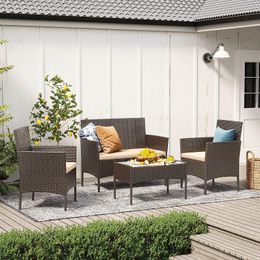 Gartenset Dunkelbraun/Beige, 4-teilig