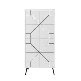 HIGHBOARD mit 4 wei&szlig;en T&uuml;ren und schwarzen Dekorationen H136 cm - Dune