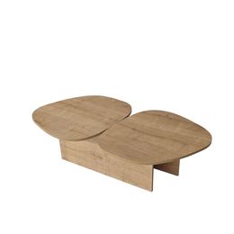 COUCHTISCH mit doppelter Platte in organischer Form 125/60/38 cm