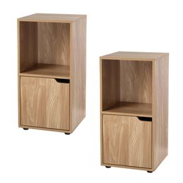 NACHTTISCH mit 2 F&auml;chern im Holzdekor mit 1 T&uuml;r - L31 cm - 2er Set