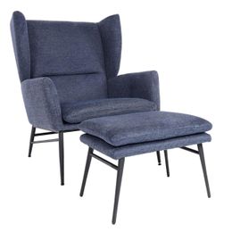 MCW LOUNGE-SESSEL MIT OTTOMANE Blau
