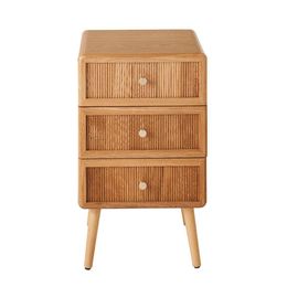 NACHTTISCH mit 3 Schubladen und lamellenartiger Front 35/71/42 cm