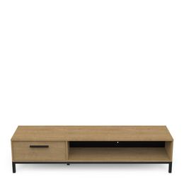 TV-M&Ouml;BEL 1 Schublade und 1 offenes Fach Dekor Eiche und Schwarz matt B183 cm - CRAFT