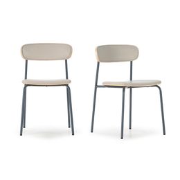 ST&Uuml;HLE 2er-Set aus Kunstleder mit Metallbeinen 45,5/78/52 cm
