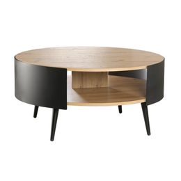 COUCHTISCH mit 2 Ebenen und schwarzen Metallseiten eklo 80/39/80 cm