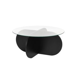 COUCHTISCH mit gekreuzten Beinen und geh&auml;rteter Glasplatte 75/75/35 cm
