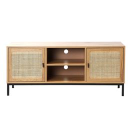 TV-M&Ouml;BEL mit 2 T&uuml;ren, Rattangeflecht und 2 Ablagen - L120cm
