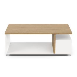 COUCHTISCH mit 3 F&auml;chern Dekor Eiche und mattwei&szlig; access 91,8/36/50 cm