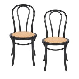 Signature ESSZIMMERST&Uuml;HLE HARTHOLZ schwarze oberfl&auml;che rattan 2er set 55/88/55 cm