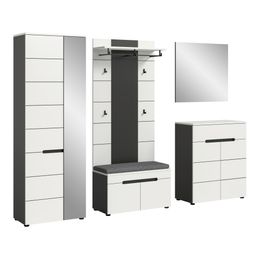 Garderobe CANU 6-teilig Grau, Wei&szlig;