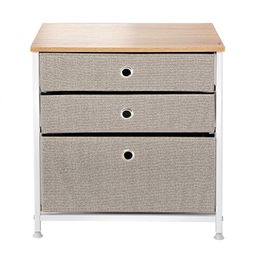 KOMMODE mit 3 Schubladen aus hellem Vliesstoff - L48 cm