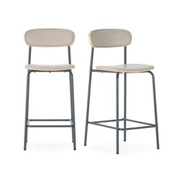 HOCKER 2er-Set aus Kunstleder mit Metallf&uuml;&szlig;en 41/95/50 cm