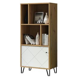 TRENDTEAM B&Uuml;CHERREGAL 1 T&uuml;r und 4 F&auml;cher mattwei&szlig; H136 cm - Touch