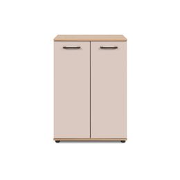 SIDEBOARD 2 T&uuml;ren Eicheneffekt und Kaschmir 35/85,5/60 cm