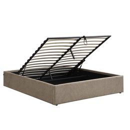 BETT mit Bettkasten 140 x 190 cm aus meliertem Stoff 150/36,50/204 cm