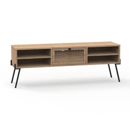 TV-M&Ouml;BEL 1 T&uuml;r, 4 F&auml;cher und Metallf&uuml;&szlig;e L140 cm - Evan