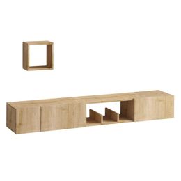 TV-M&Ouml;BEL 1 Nische3 T&uuml;ren und 1 Wandregal Eichen-Saphir-Dekor avior 32/25/180 cm