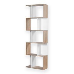 B&Uuml;CHERREGAL mit mehreren F&auml;chern H180 cm - Dekor Holz und Wei&szlig;