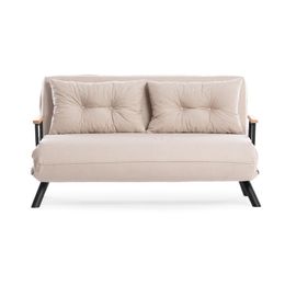 SCHLAFSOFA f&uuml;r 2 Personen mit Stoffbezug und Metallf&uuml;&szlig;en 133/50/41 cm