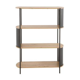 REGAL mit 4 Ebenen in Holzoptik und schwarzen Metallseiten