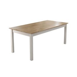 ESSTISCH Dekor Holz und wei&szlig;e Beine 180/90/76 cm