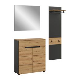 Garderobe CANU 3-teilig Eiche, Grau
