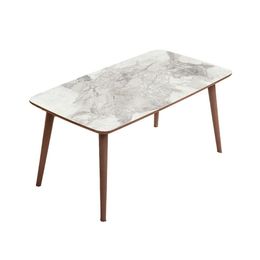 COUCHTISCH mit rechteckiger Platte in wei&szlig;er Marmoroptik 54/45/100 cm