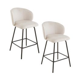 2ER-SET Hocker aus meliertem Stoff mit Metallbeinen Sorrel 53/50/89 cm