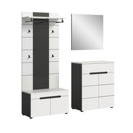Garderobe CANU 4-teilig Grau, Wei&szlig;