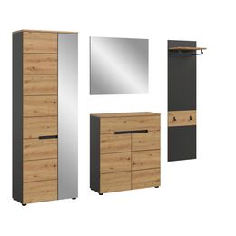 Garderobe CANU 4-teilig Eiche, Grau