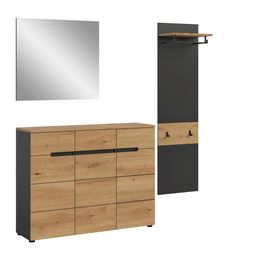 Garderobe CANU 3-teilig Eiche, Grau