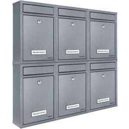 Monzana Briefkasten 6er-Set Silber mit je 2 Schl&uuml;sseln